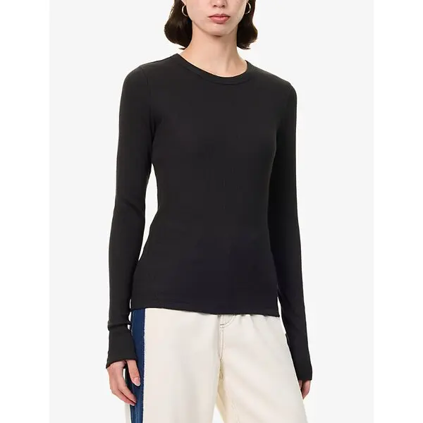 Rag & Bone The Essential Ribbed Stretch-cotton T-shirt - Black
