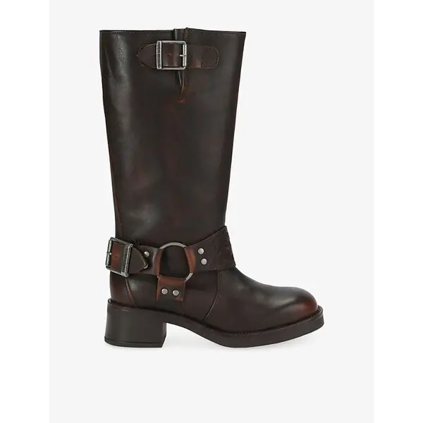 Steve Madden Bonetta High-leg Leather Boots - Dark Brown