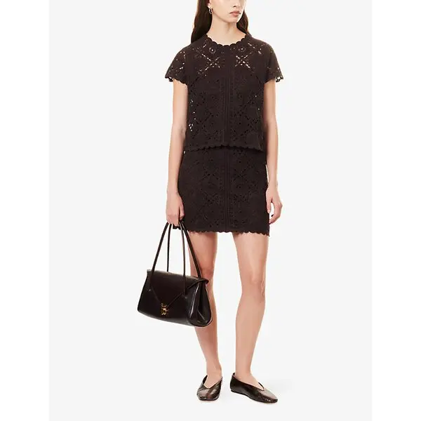 ME+EM Crochet-knit Cotton Mini Skirt
