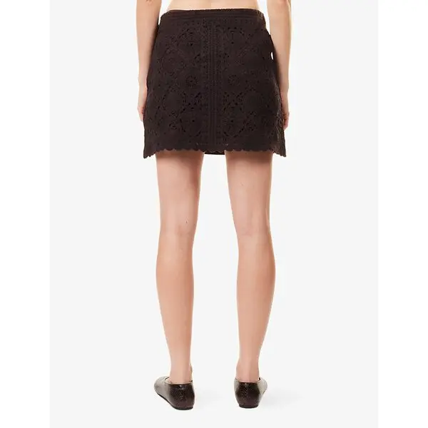 ME+EM Crochet-knit Cotton Mini Skirt