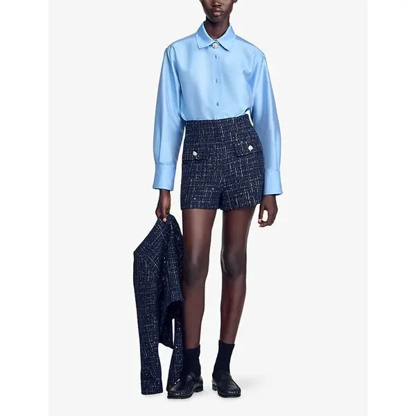 Sandro Decorative High-rise Tweed Shorts