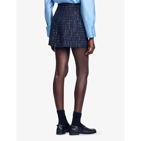 Sandro Decorative High-rise Tweed Shorts