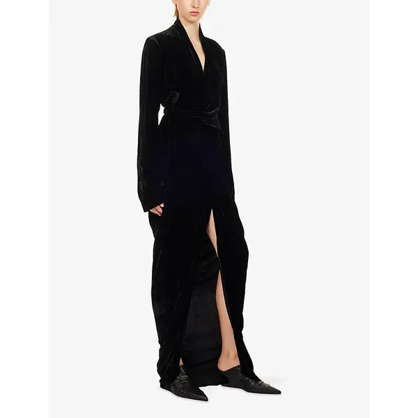Rick Owens Draped Wrap-over Velvet Gown