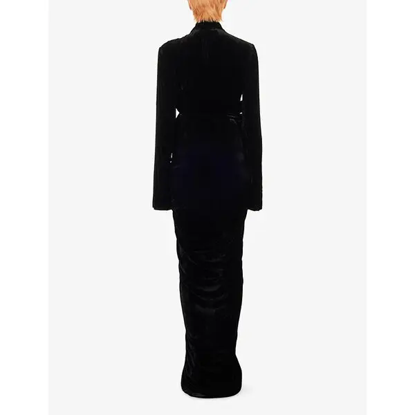 Rick Owens Draped Wrap-over Velvet Gown