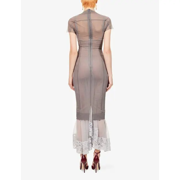 DILARA FINDIKOGLU Short Sleeve Sweetheart Neck Maxi Dress