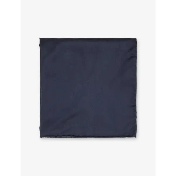 Corneliani Tonal Silk Pocket Square - Navy