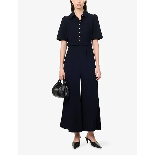 ME+EM Wide-leg Textured Woven Jumpsuit