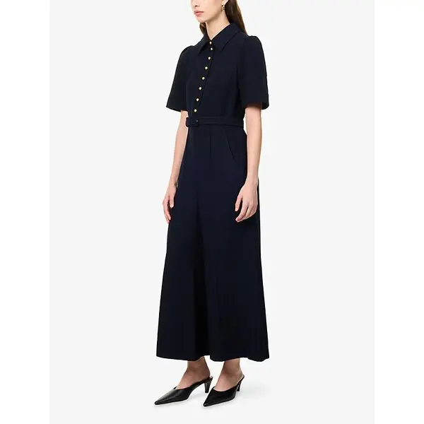 ME+EM Wide-leg Textured Woven Jumpsuit