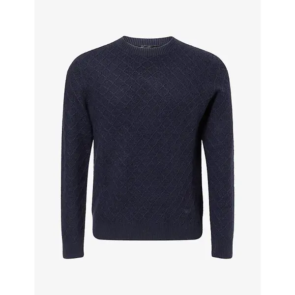 Emporio Armani Criss-cross Crew Neck Jumper - Dark Navy