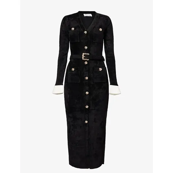 SELF-PORTRAIT Belted Chenille Midi Dress
