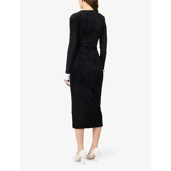 SELF-PORTRAIT Belted Chenille Midi Dress