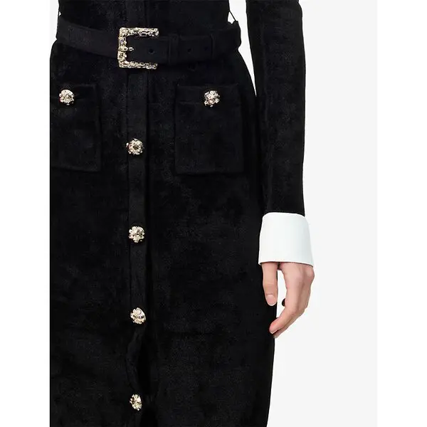SELF-PORTRAIT Belted Chenille Midi Dress