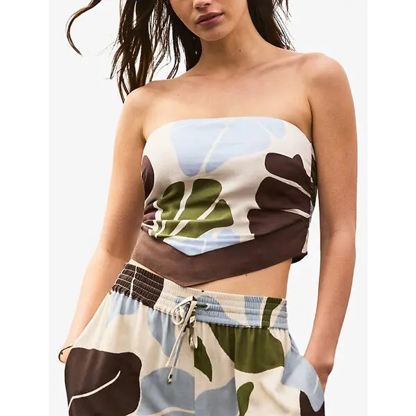 RO&ZO Capri Floral-print Bandeau Scarf Top