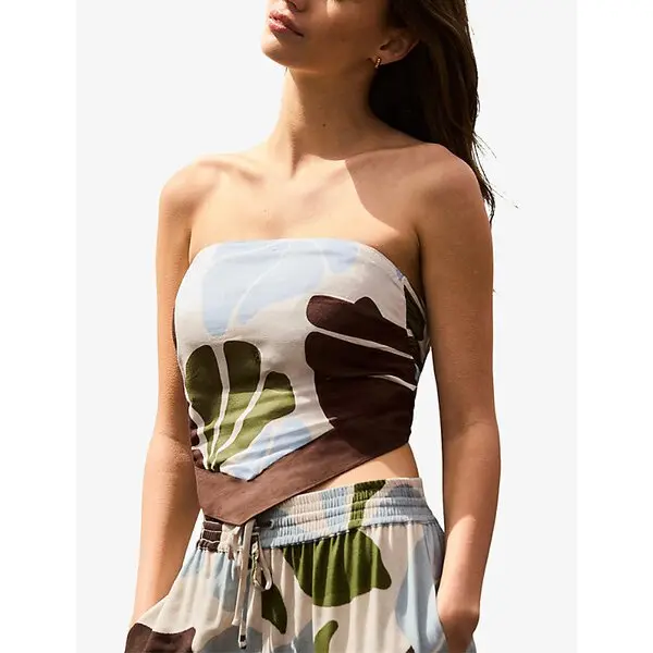 RO&ZO Capri Floral-print Bandeau Scarf Top