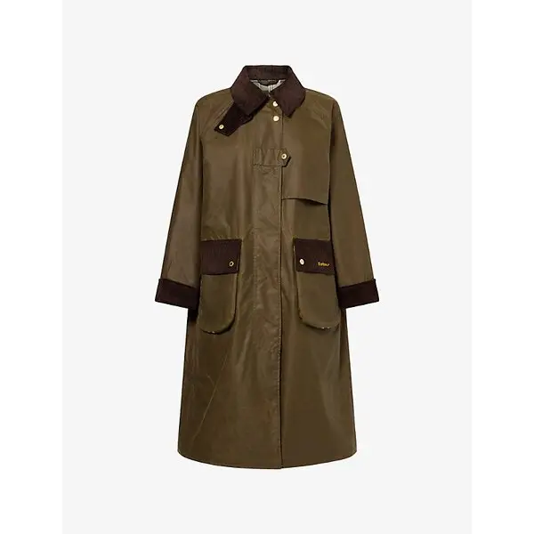 Barbour Kirklees Corduroy-collar Waxed-cotton Jacket