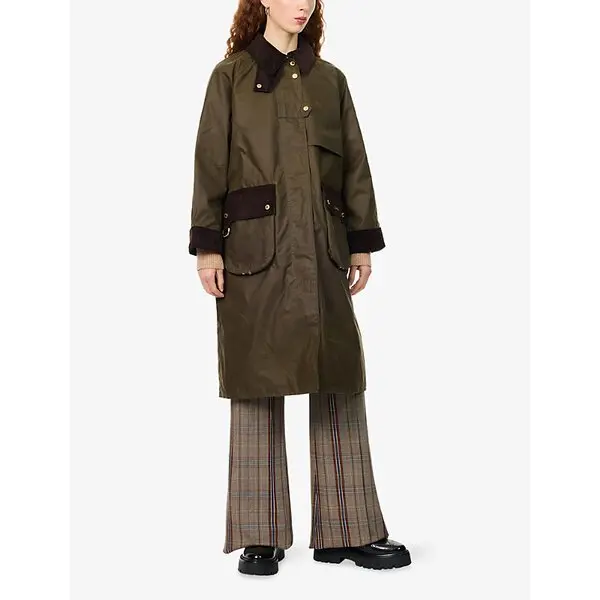 Barbour Kirklees Corduroy-collar Waxed-cotton Jacket