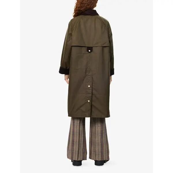 Barbour Kirklees Corduroy-collar Waxed-cotton Jacket