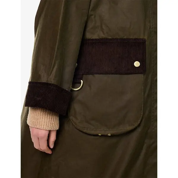 Barbour Kirklees Corduroy-collar Waxed-cotton Jacket