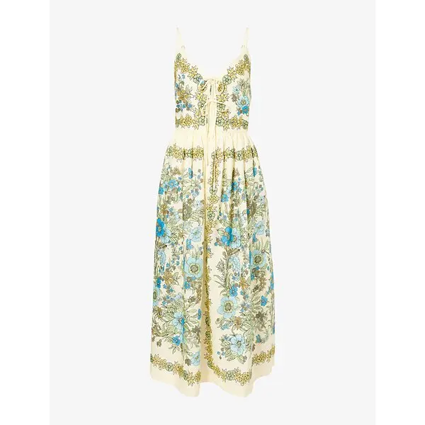 ALEMAIS Sophia Printed Linen Midi Dress - Multi