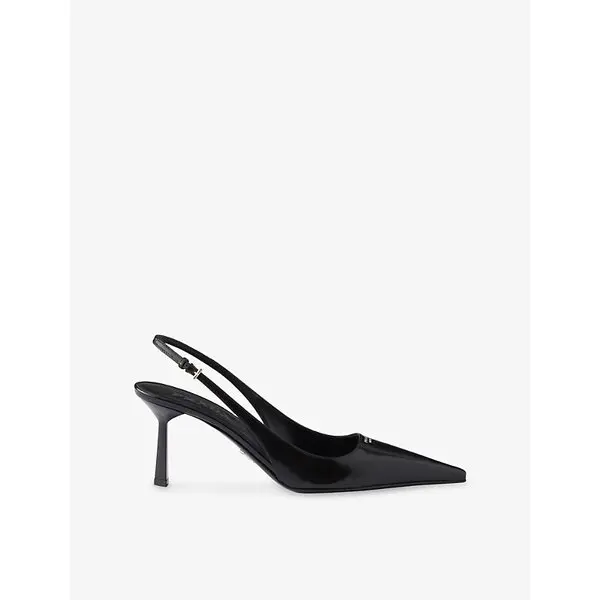 Prada Brushed Leather Slingback Heeled Courts