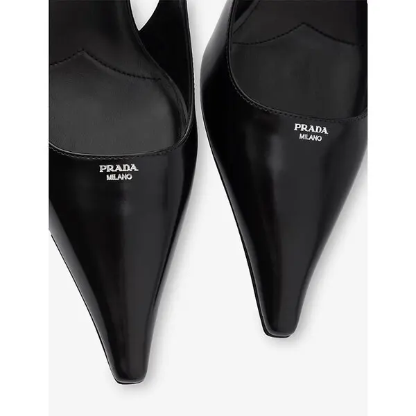 Prada Brushed Leather Slingback Heeled Courts
