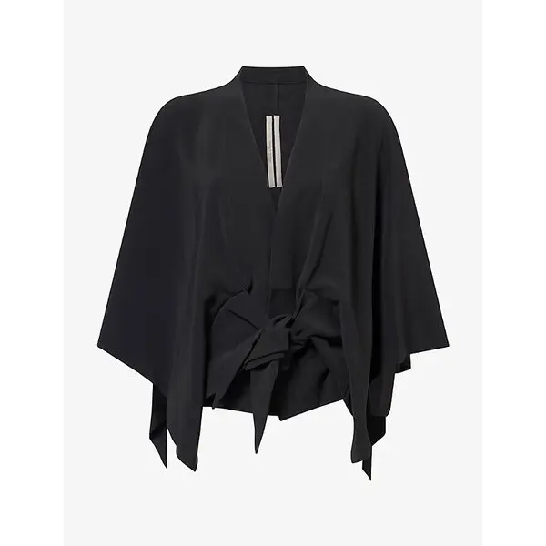 Rick Owens Half-moon Tie Woven Top - Black