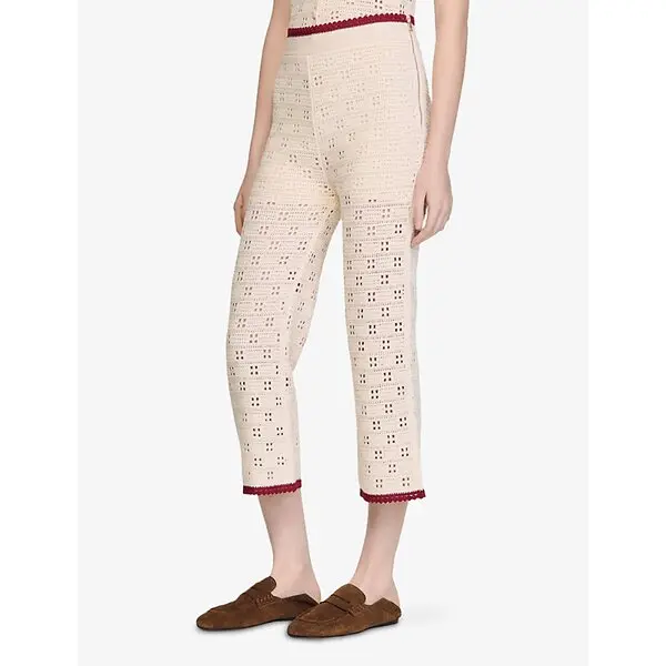 Sandro Cropped Crochet Knitted Trousers - Ecru
