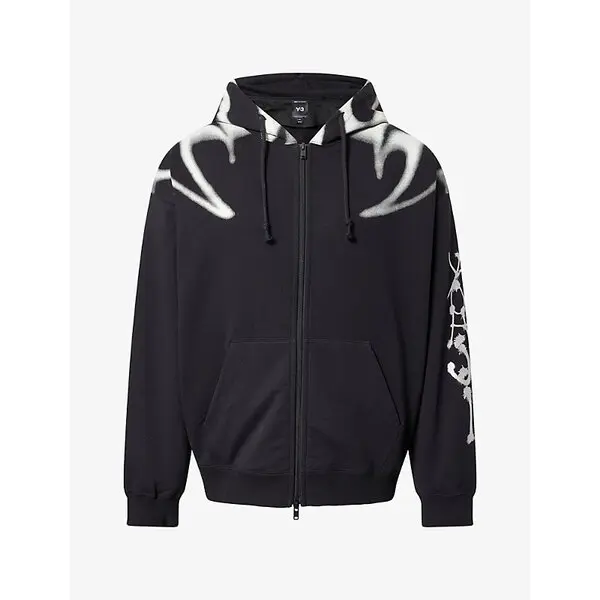 ADIDAS Y-3 Graphic-print Zip-up Cotton Hoody