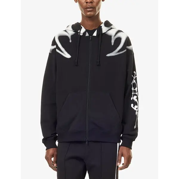 ADIDAS Y-3 Graphic-print Zip-up Cotton Hoody