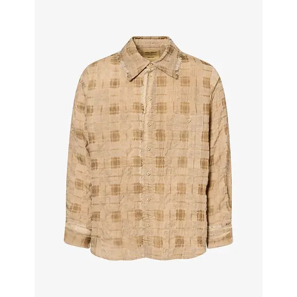 UMA WANG Tab Checked Virgin Wool-blend Shirt