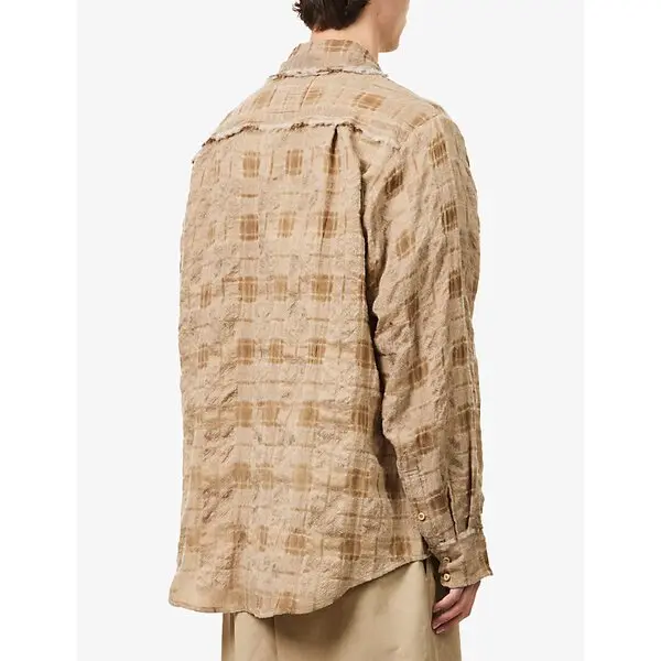 UMA WANG Tab Checked Virgin Wool-blend Shirt
