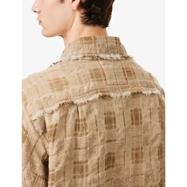 UMA WANG Tab Checked Virgin Wool-blend Shirt