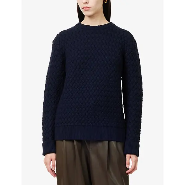 Bottega Veneta Intrecciato Wool Jumper - Midnight Blue