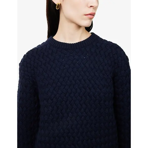 Bottega Veneta Intrecciato Wool Jumper - Midnight Blue