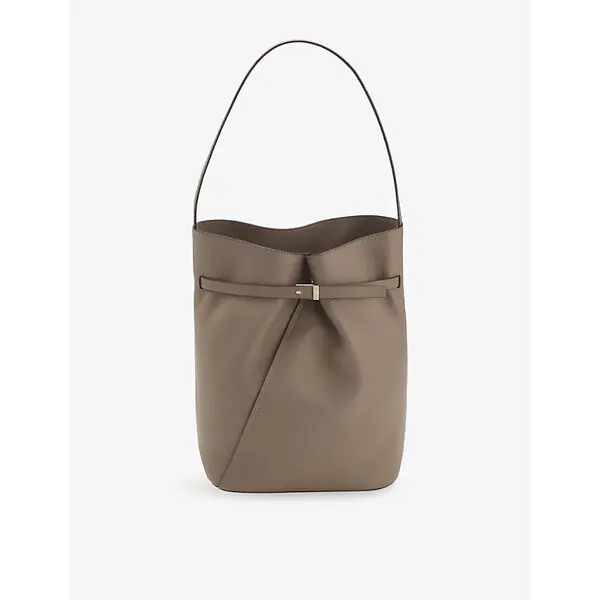 BOSS Buckle-detail Leather Bucket Bag