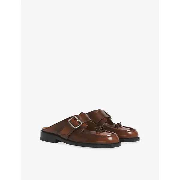 Marni Bambi Buckle Leather Sabot Mules