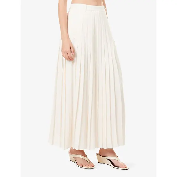 ME+EM Pleated Slit Woven Maxi Skirt