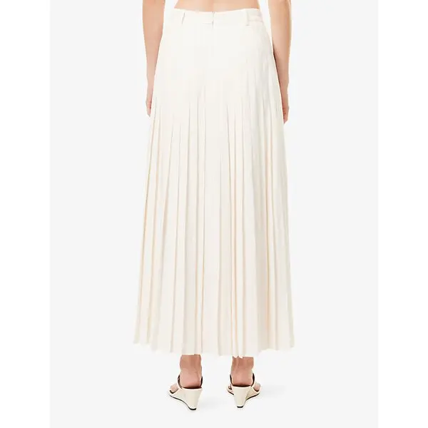 ME+EM Pleated Slit Woven Maxi Skirt