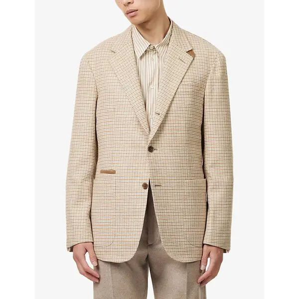 Dunhill Houndstooth Single-breasted Wool Jacket