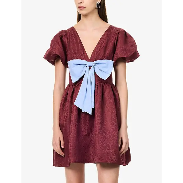 SISTER JANE Woven Mini Dress With Bow Detail