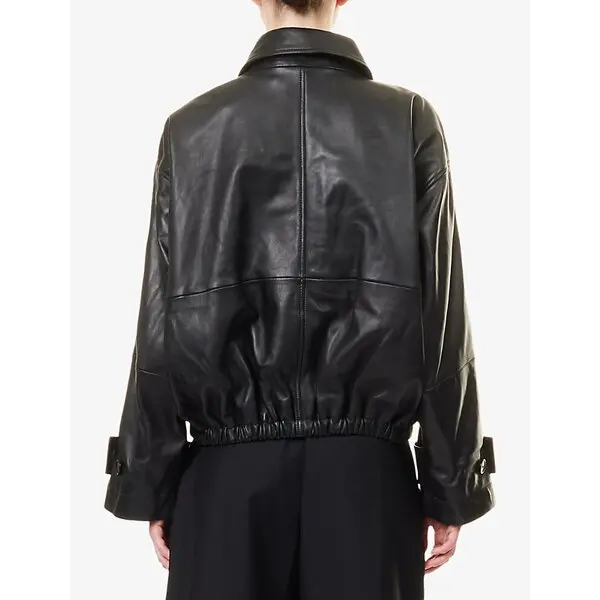ROHE FRAMES Cropped Leather Bomber Jacket
