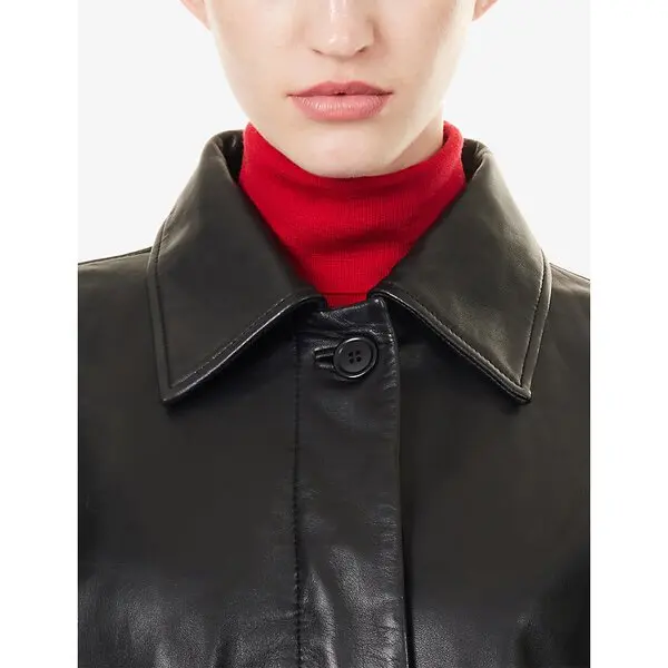 ROHE FRAMES Cropped Leather Bomber Jacket