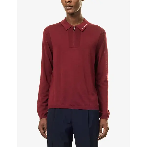 Emporio Armani Script Virgin-wool Polo Jumper