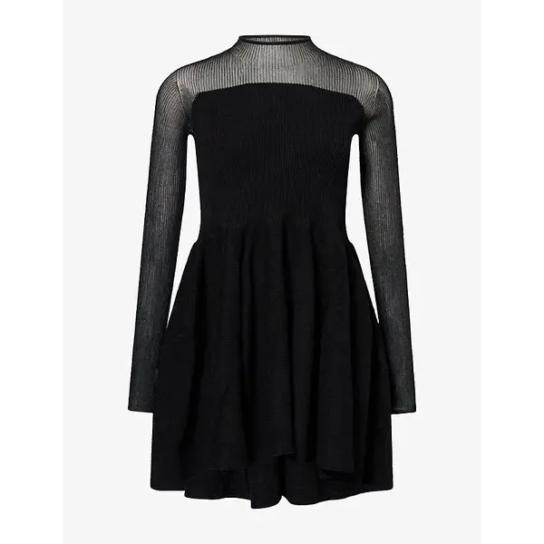 CFCL Pottery Velvet Bell-sleeve Knitted Mini Dress