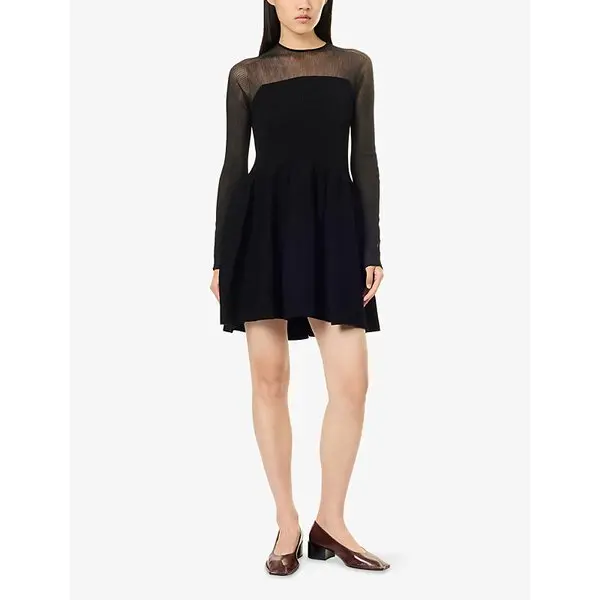 CFCL Pottery Velvet Bell-sleeve Knitted Mini Dress
