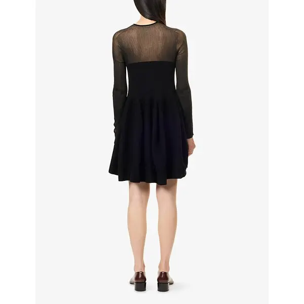 CFCL Pottery Velvet Bell-sleeve Knitted Mini Dress