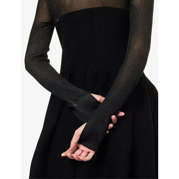 CFCL Pottery Velvet Bell-sleeve Knitted Mini Dress