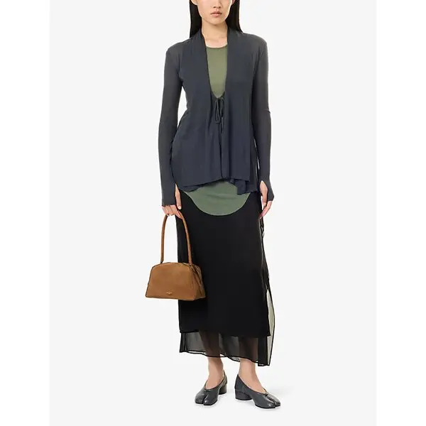 OUDE WAAG Ribbed Knitted Cardigan With Fishtail Hem