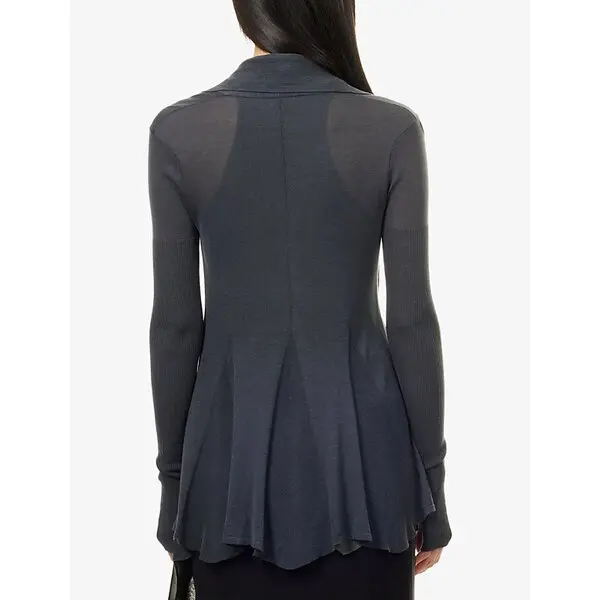 OUDE WAAG Ribbed Knitted Cardigan With Fishtail Hem