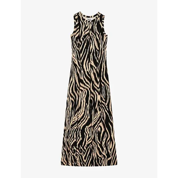 RO&ZO Zebra-print Sleeveless Maxi Dress